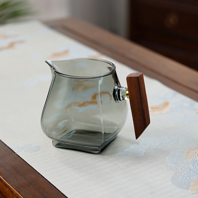 加厚档月牙四方把柄带玻璃茶壶泡绿茶器分茶杯公道杯茶具