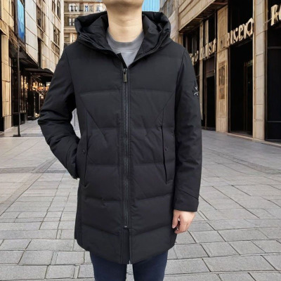 86066S 意大利箭家男士中长厚羽绒服白鸭绒男加厚保暖黑色外套