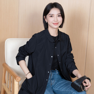 春季新品女装翻领单排扣风衣