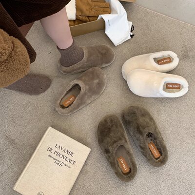 SHOE-REN韩式毛毛一字拖