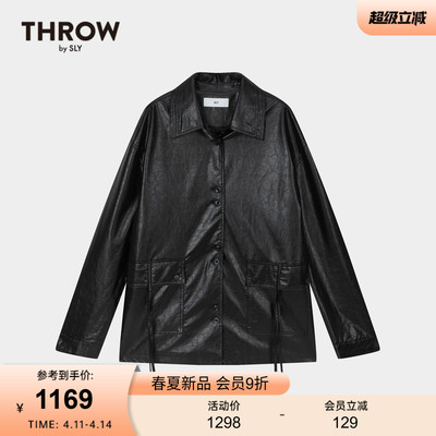 SLY 2026早春新品街头复古风抽绳口袋仿皮夹克外套038JSZ30-1001