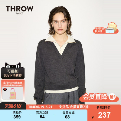 【THROW】SLY 春季新品简约通勤假两件针织衫女030HA070-4101