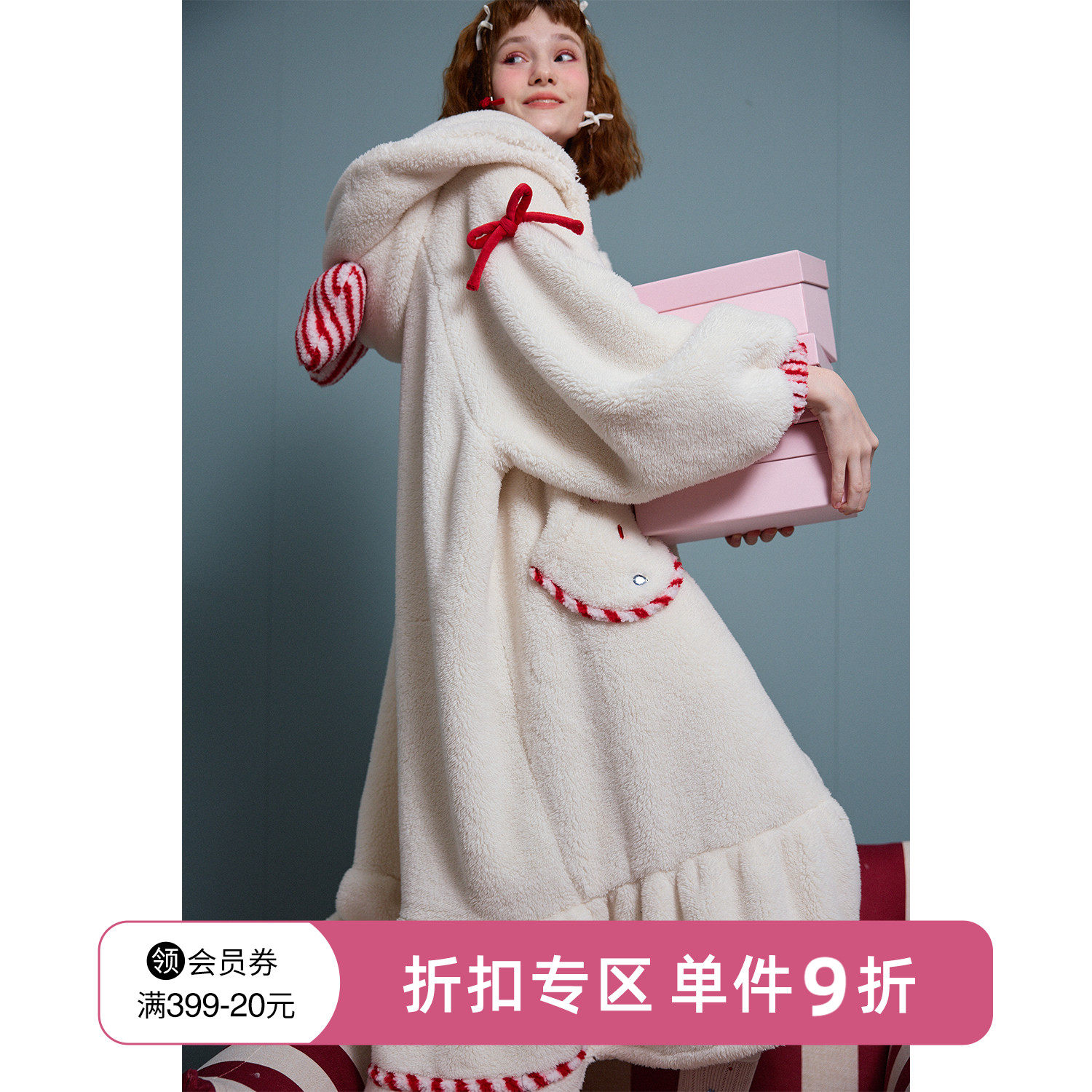 yso【礼物系列】睡袍女冬季睡衣女珊瑚绒睡袍加绒新娘晨袍家居服D_虎窝淘