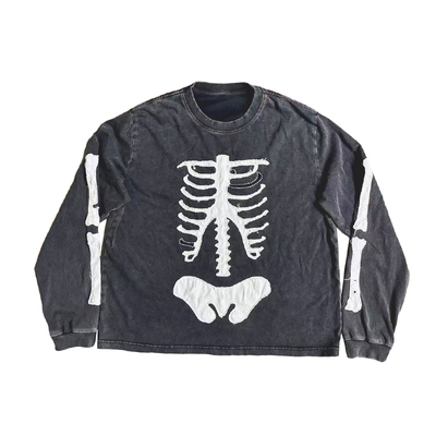 ARROW UP 25AW新款水洗做旧骷髅长袖T恤SKELETON L/S TEE
