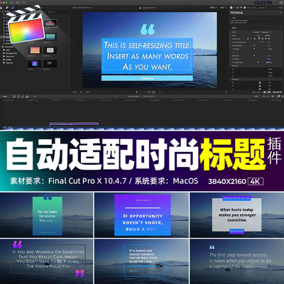 FCPX封面大标题插件Self-Resizing Quote Titles热门视频字幕素材
