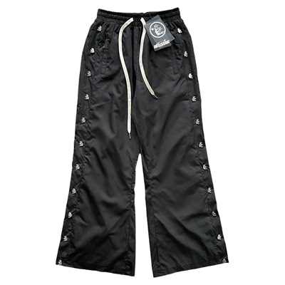 Hellstar Waxed Nylon Button Pants排扣男直筒宽松纽扣高街长裤