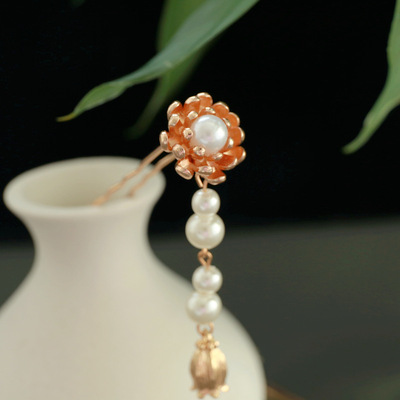 发簪圆形头饰汉服合金古风步摇