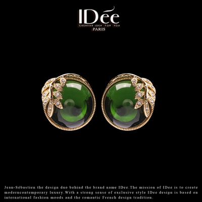 法国IDee璧绿耳钉女时尚耳环
