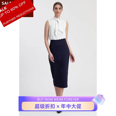 TED BAKER连衣裙包臀裙飘带无袖拼色通勤OL淑女气质优雅百搭