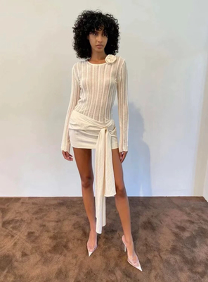 Joy Blum@rine 温柔纯欲风慵懒洋气立体花朵减龄米白色针织开衫女