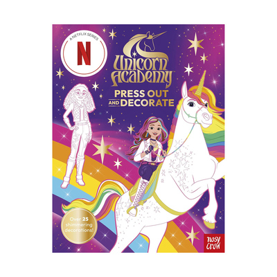 预售 英文原版 独角兽学院涂色活动书 精装 Unicorn Academy Press Out and Decorate