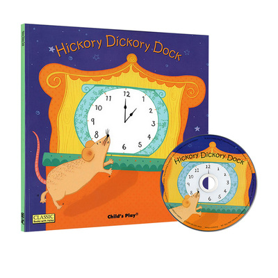 英文原版 附CD  Hickory Dickory Dock 大开本洞洞书 韵文童谣 Child's Play 系列英语儿童时间启蒙认知 图画故事绘本