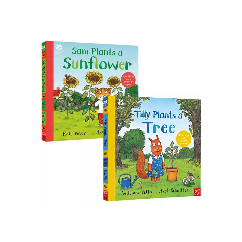英文原版 Tilly Plants a Tree/Sam Plants a Sunflower 2册 精装附带立体页 自然生态科普启蒙绘本 ...