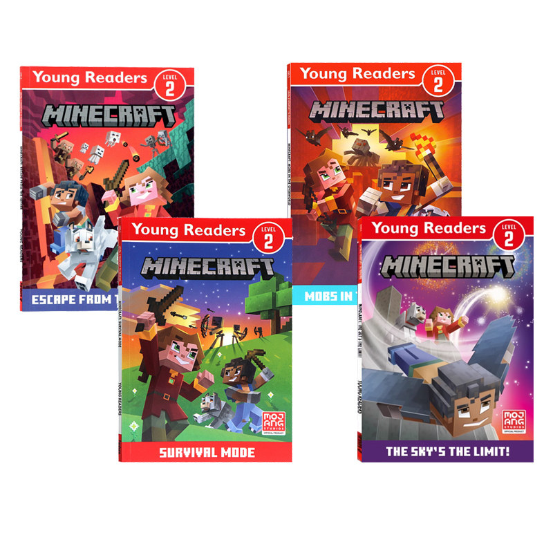预售我的世界分级读物2级英文原版 Minecraft Young Readers Level 2 4册合售儿童冒险游戏故事书_虎窝淘
