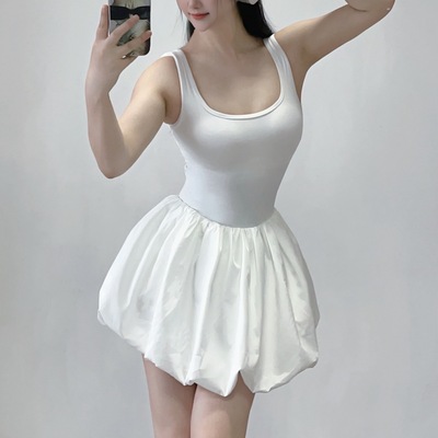 2025新款花苞裙裤假两件打底防走光口袋连体运动裙蓬蓬裙网球裙女