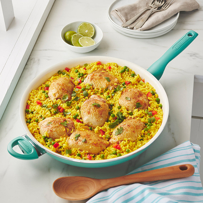 绿色陶瓷不粘锅涂层大号平底锅