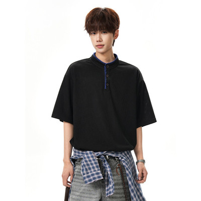 2026夏季新款手缝线潮流亨利领短袖T恤男DT6240特P30建议零售价78