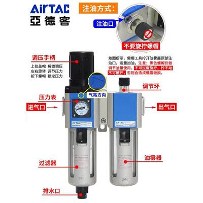 亚德客气源处理器油水分离GFC20008F1空气过滤器GFR调压阀GR30010