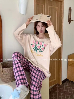 Pandoragirl潘多拉29033女式秋冬纯棉圆领卡通印花家居服睡衣套装
