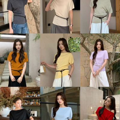 ZY GODDESS-春夏调色盘气质韩版宽松蝙蝠袖针织衫(配腰绳)XC9891