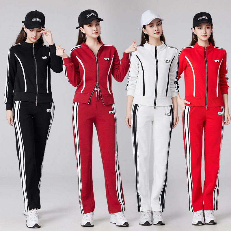 2024秋冬季广场舞服装新款套装健身跑步跳操运动休闲团体服女