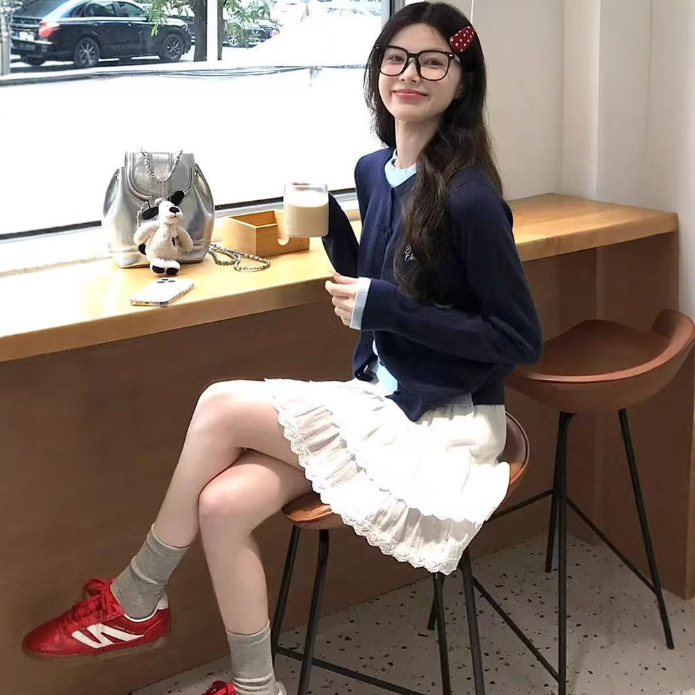 白色夏季半身裙女显瘦爆款短裙高腰a字防走光芭蕾风蓬蓬蛋糕裙子