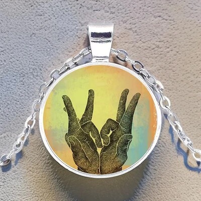 印度asthma mudra呼吸手印瑜伽冥想护身符吊坠2.5cm