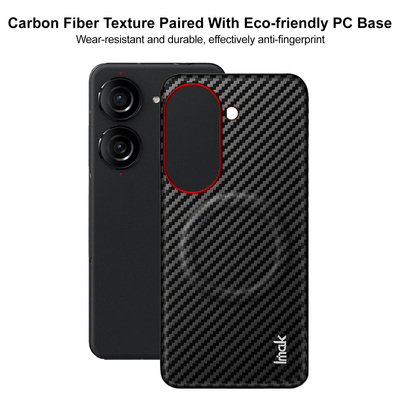 imak睿翼红圈纤维纹磁吸壳 适用华硕Asus Zenfone9 5G Zenfone10 5G手机壳摄像头保护套耐磨防摔防爆商务外套