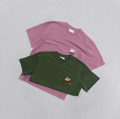 精致小狐狸短袖#0202.10点~新疆棉花2色细腻刺绣半袖T恤显白