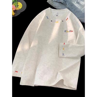 刺绣长袖T恤男款春秋上衣外套