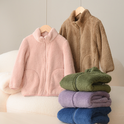 秋冬立领双面绒儿童保暖外套