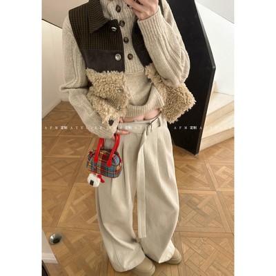 搭了一整期系带休闲阔腿裤两色