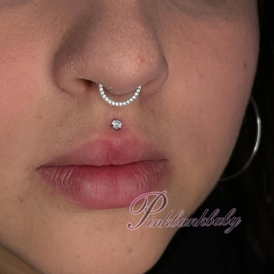 pinkbankbaby钛合金g23镶钻植入级多用途鼻中隔鼻环耳环穿孔饰品