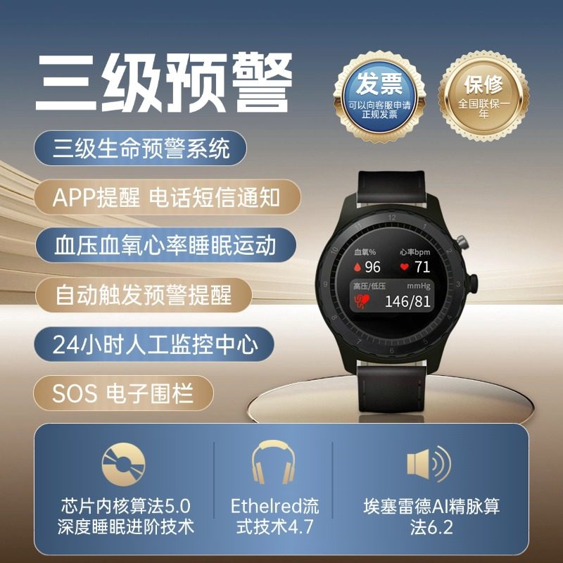 【医疗器械】【自动报警】血氧心率血压24H智能手表SOS