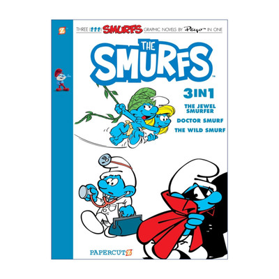 英文原版 The Smurfs 3-in-1 #7 Collecting The Jewel Smurfer Doctor Smurf and The Wild Smurf 蓝精灵3合1 全彩漫画7 三个故事
