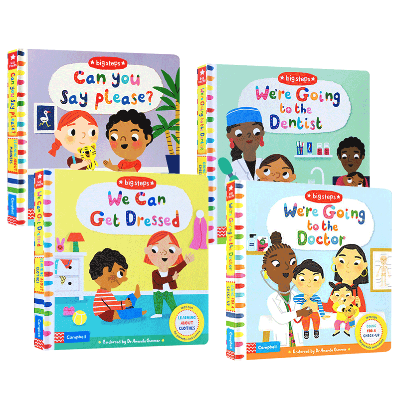 Big Steps系列 幼儿生活经历习惯养成情商教育4册 Can You Say Please 英文原版绘本 礼貌礼仪 行为养成 儿童启蒙早教操作纸板书