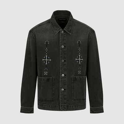 UR国内代购2026春季男装休闲撞色刺绣口袋棉质牛仔外套UML860018