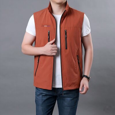 3909薄款马甲跨境户外摄影马甲男士秋冬新款多口袋坎肩中青年宽松