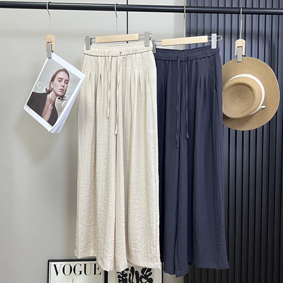 挺括有型柔滑亲肤立裁亚麻阔腿裤