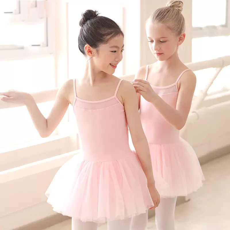 儿童舞蹈服女童夏季吊带芭蕾舞服跳舞裙幼儿中国舞练功服演出服装