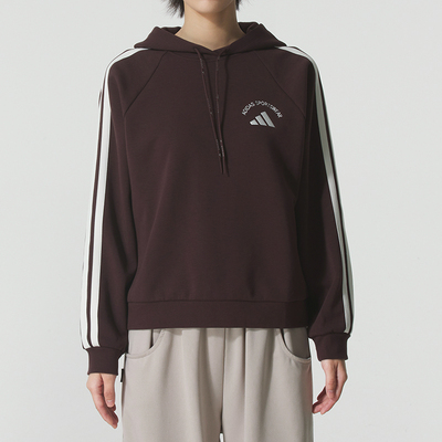 正品adidas阿迪达斯新款条纹运动休闲连帽套头衫女子卫衣KC0033