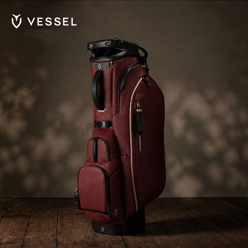 VESSEL高尔夫球包PlayerVpro支架包酒红色大容量golfbag男9寸7格