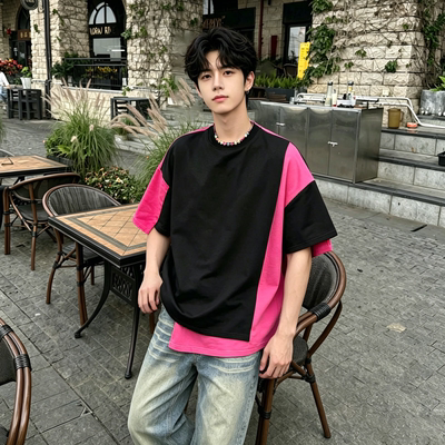 韩国ulzzang时尚潮牌短袖t恤男