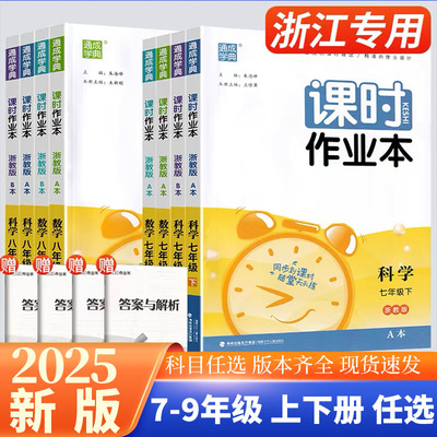 浙江专用 2025新版 通城学典初中课时作业本 七年级八年级九年级上册下册 数学科学 浙教版华师大版  同步练习测试题
