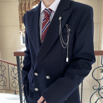 上野日系双排扣校园风西装外套