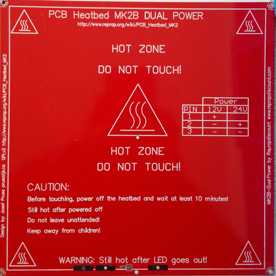 3D打印机 PCB热床板 Mk2b 12/24双电源 214x214mm Mk2a
