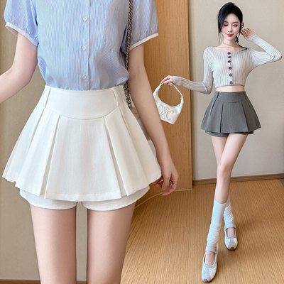 实拍 3312#辣妹学院风高腰半身裙裤女a字裙jk百褶短裙