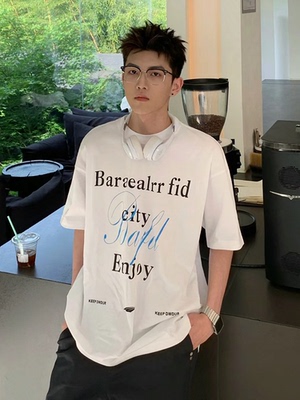 STA国潮美式手写字母短袖T恤男女