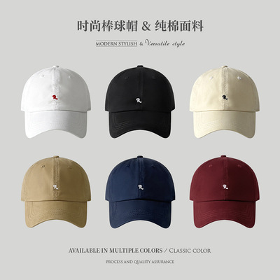 春夏小R字母刺绣软顶棒球帽女ins简约时尚潮牌情侣百搭遮阳鸭舌帽