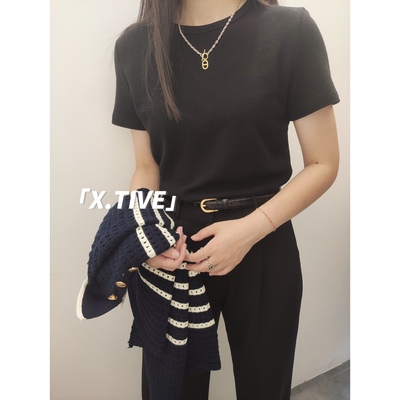 秋冬系列韩版修身华夫纯色T恤